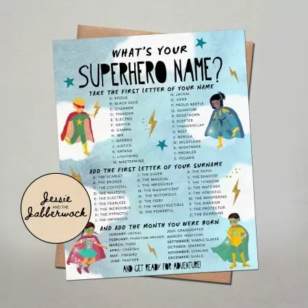 What's your Superhero Name? Game Printable