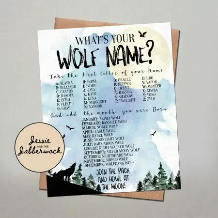 What's your Wolf Name? Game Printable